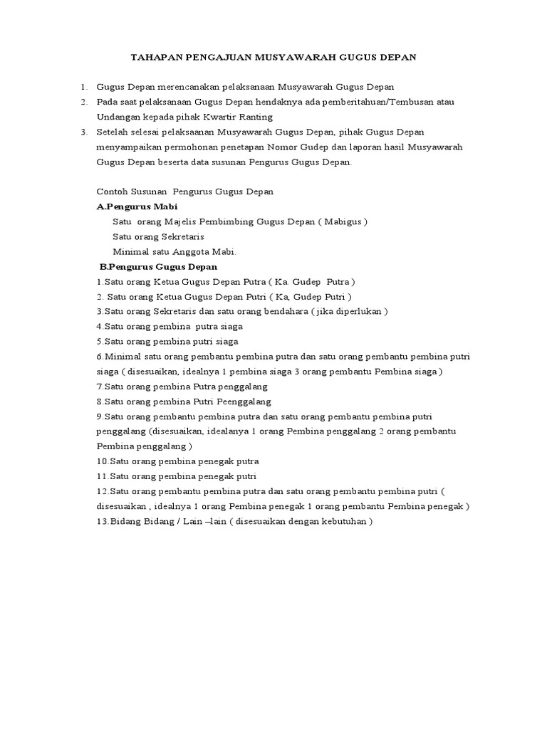 Panduan Musyawarah Gugus Depan | PDF