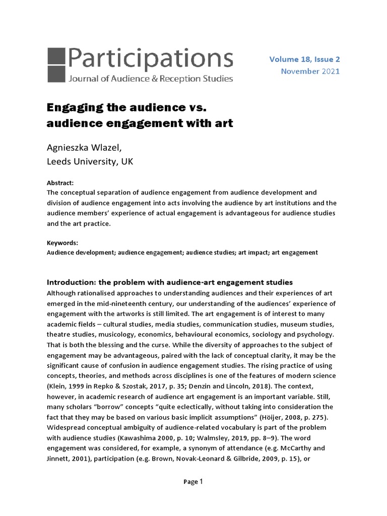 Clarifying Audience Engagement in Art | PDF | Experience | Marketing