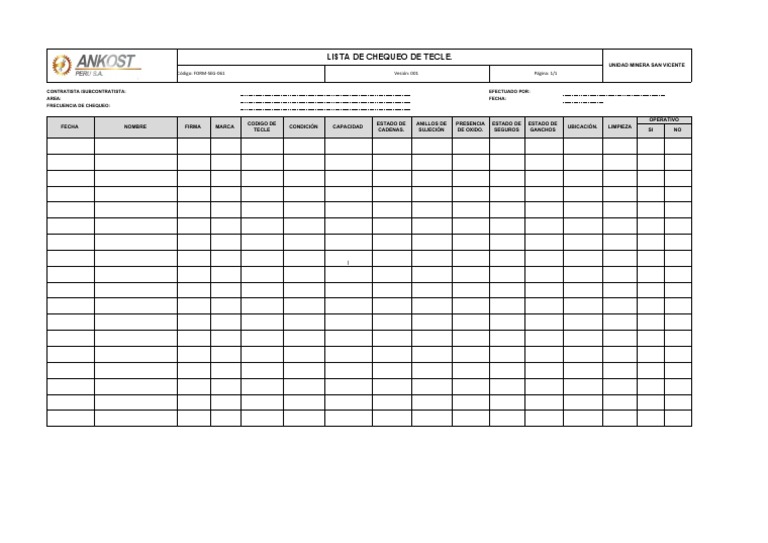 Ank - Formato Check List Mensual Tecle | PDF