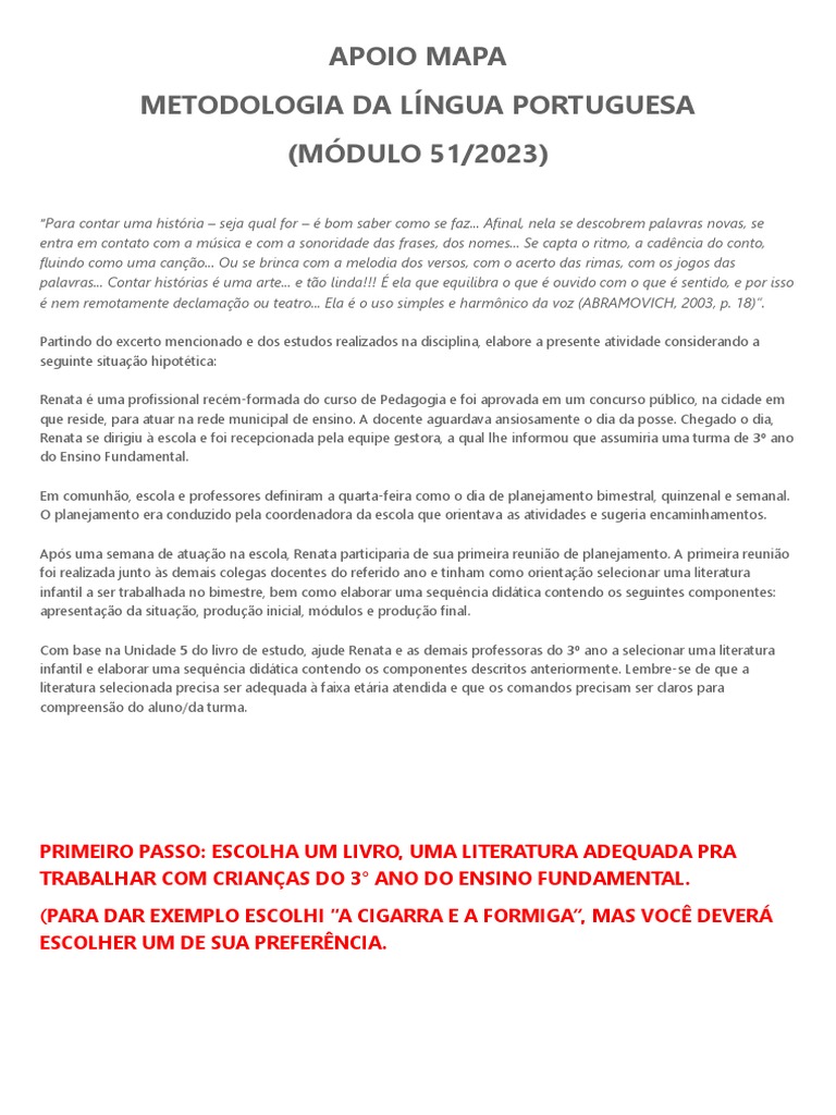 Apoio Mapa - Met Da Línguaportuguesa | PDF | Formiga | Contos