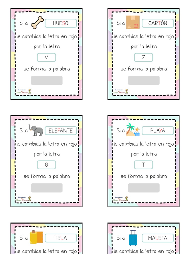 Formar Palabras Cambiando Una Letra | PDF