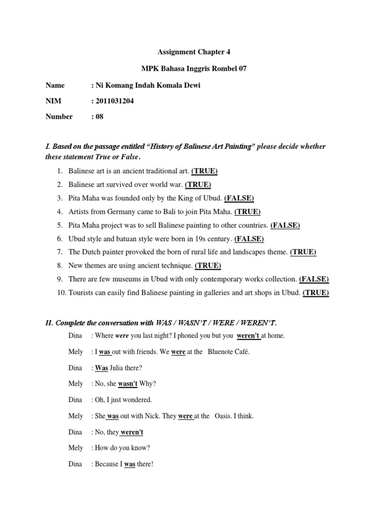 Assignment Chapter 4 - Ni Komang Indah Komala Dewi | PDF