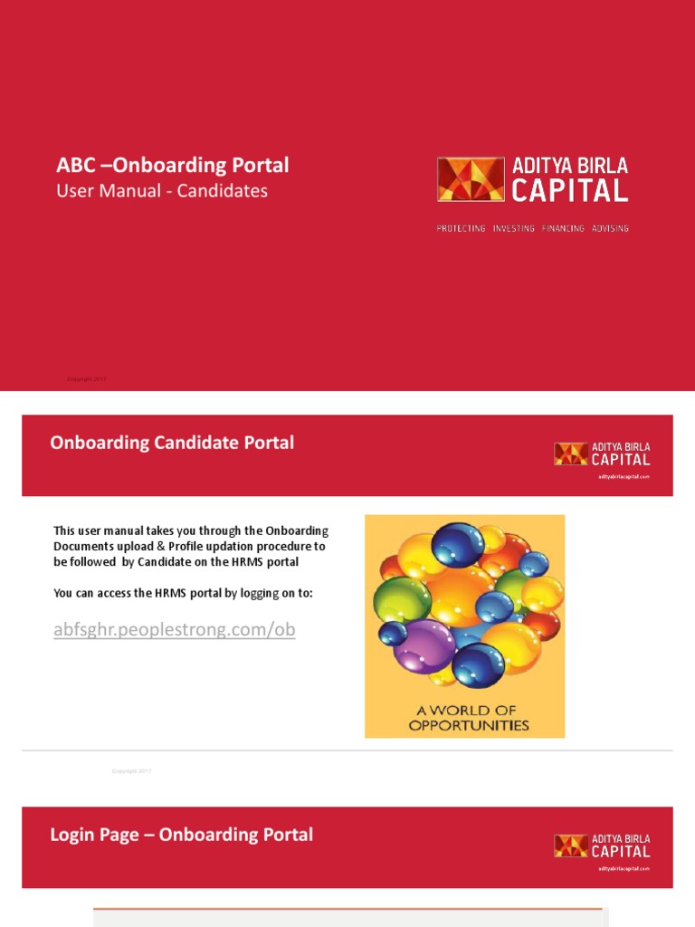 ABC - Onboarding Portal: User Manual - Candidates | PDF
