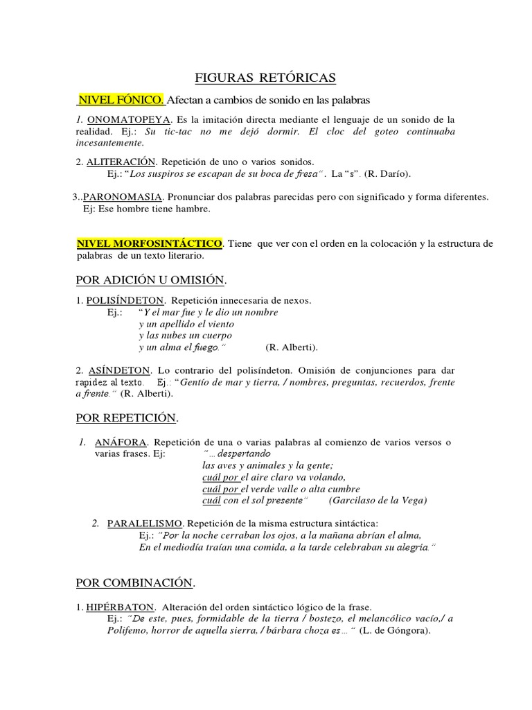 Lista de Figuras Retóricas | PDF | Metáfora | Adjetivo