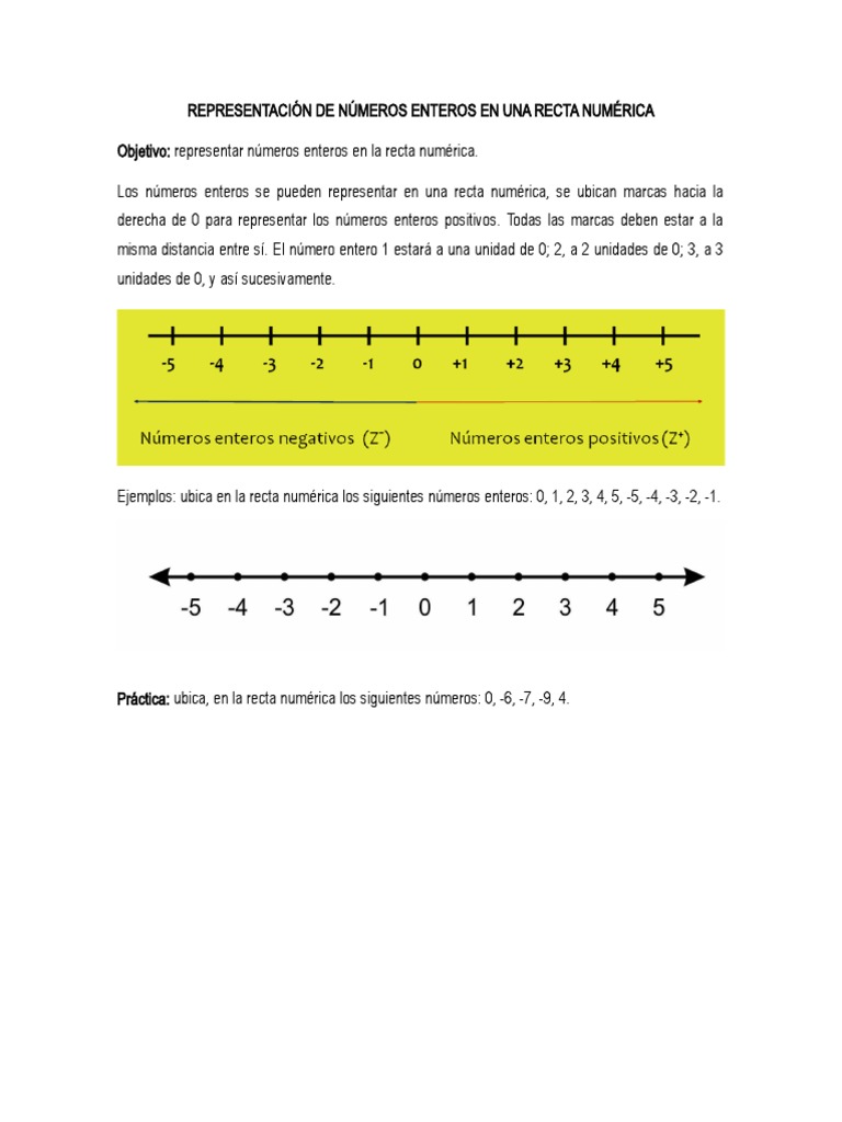 Representación de Números Enteros en Una Recta Numérica | PDF | Entero ...