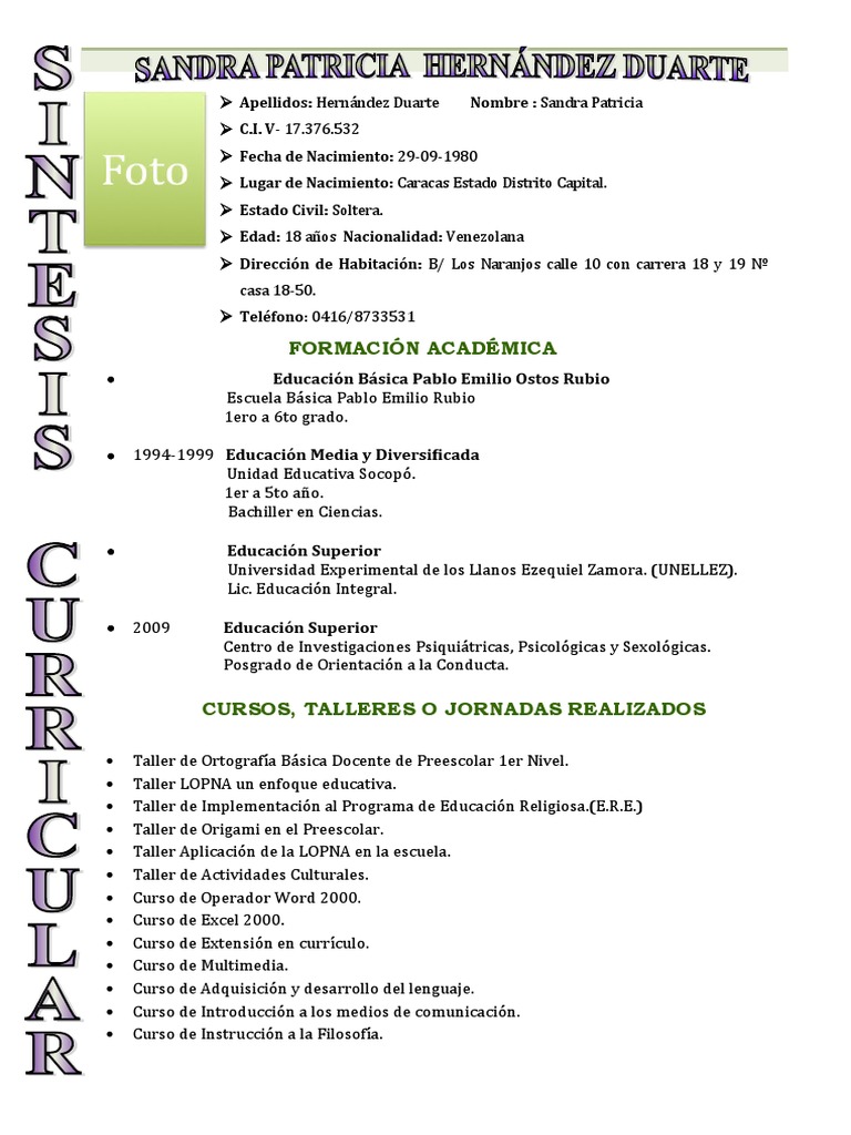 12 Curriculum-Vitae-Modelo Sandra Hernandez | PDF