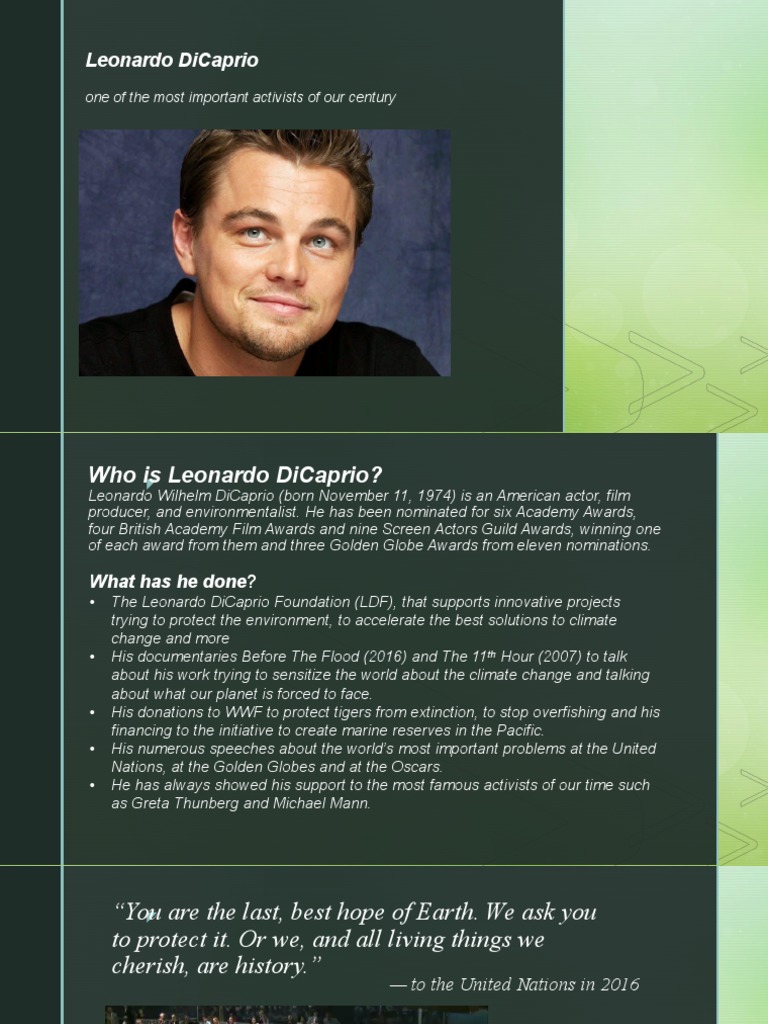 Leonardo DiCaprio: Actor & Environmentalist | PDF