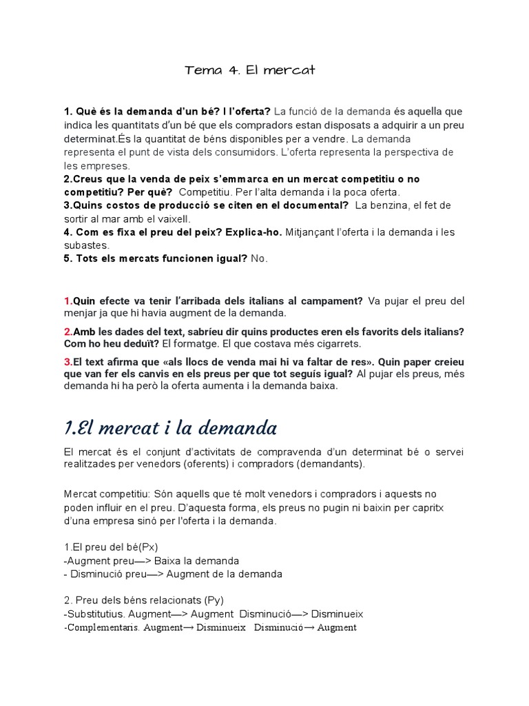 Tema 4.el Mercat | PDF