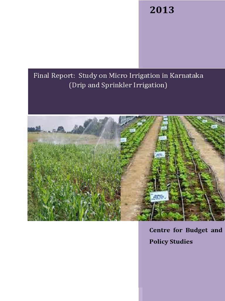 Final Report: Study On Micro Irrigation in Karnataka (Drip and Sprinkler Irrigation) | PDF ...