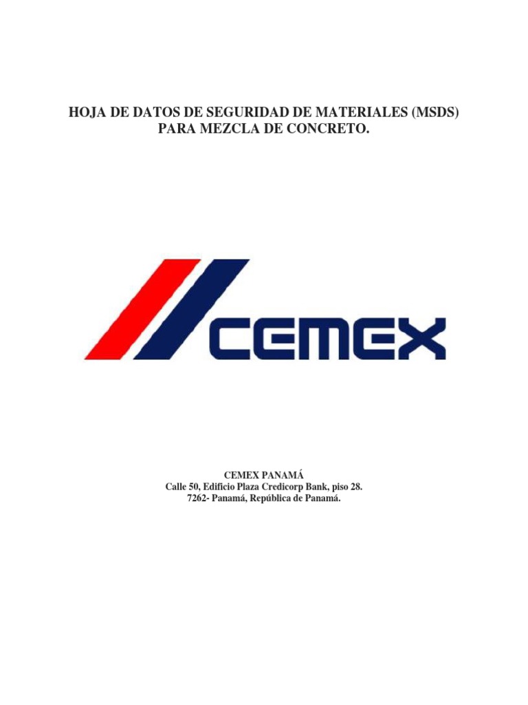 Cemex Panama Msds Concreto | PDF