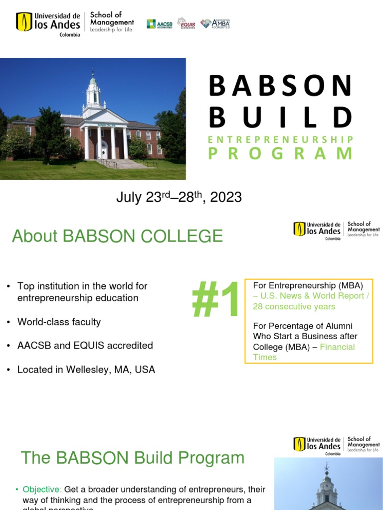 Babson Build: July 23 - 28, 2023 | PDF | Entrepreneurship | Business