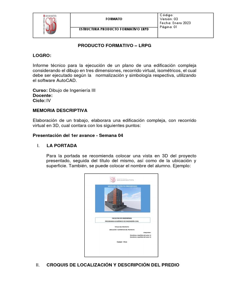 Producto Formativo LRPD - DIBUJO III | PDF