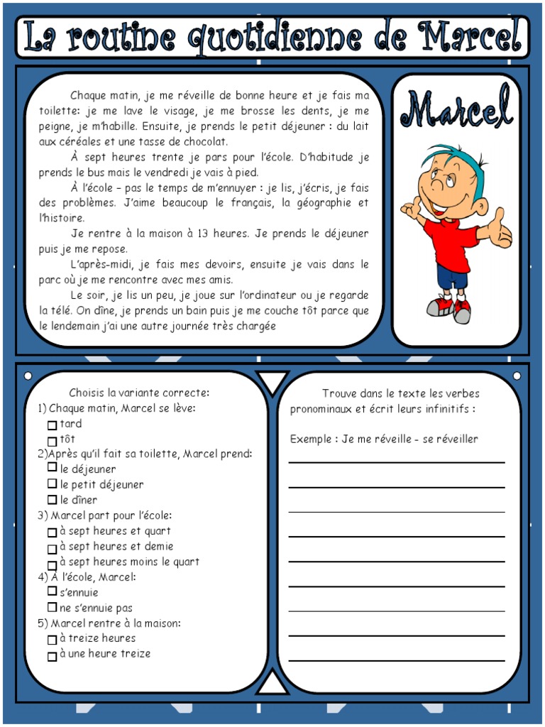la-routine-quotidienne-de-marcel-comprehension-ecrite-texte-questions ...