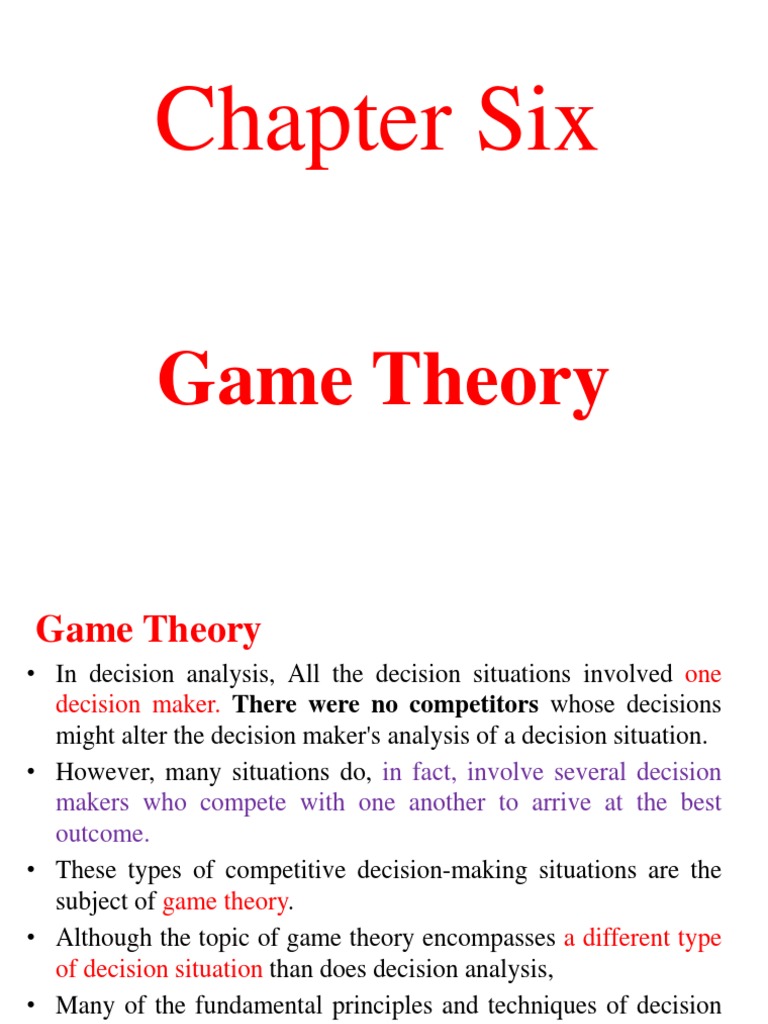 Chapter Six: Game Theory | PDF | Mathematical And Quantitative Methods ...