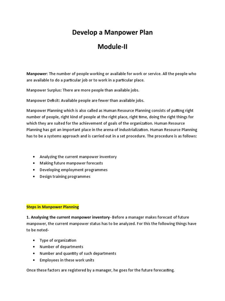 Manpower Planning Process Overview | PDF | Business