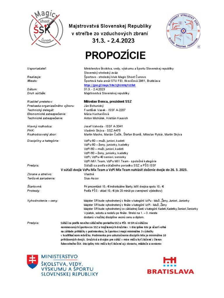 MSR Vzduchové zbrane Bratislava 2023_v6_nominacia | PDF
