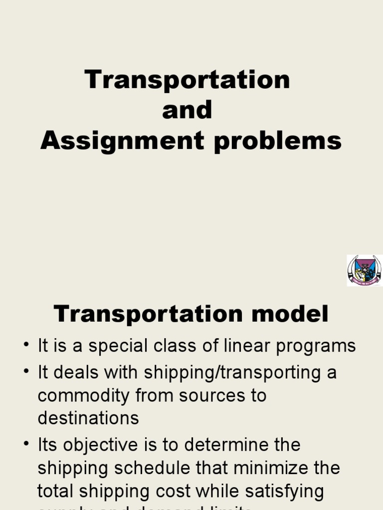 Transportation & Assignment Problems | PDF