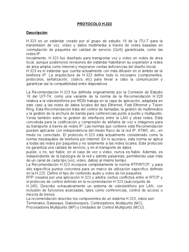 Protocolo h323 y Sip | PDF | protocolo de Iniciacion de Sesion | Voz ...