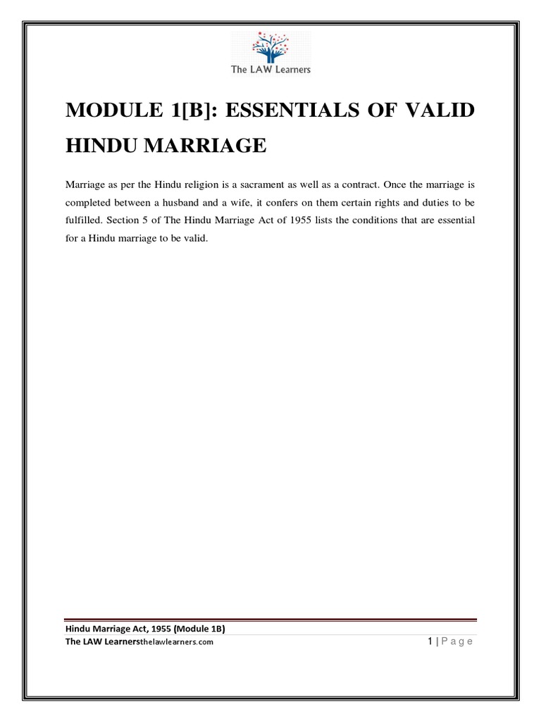 Essentials of Valid Hindu Marriage | PDF
