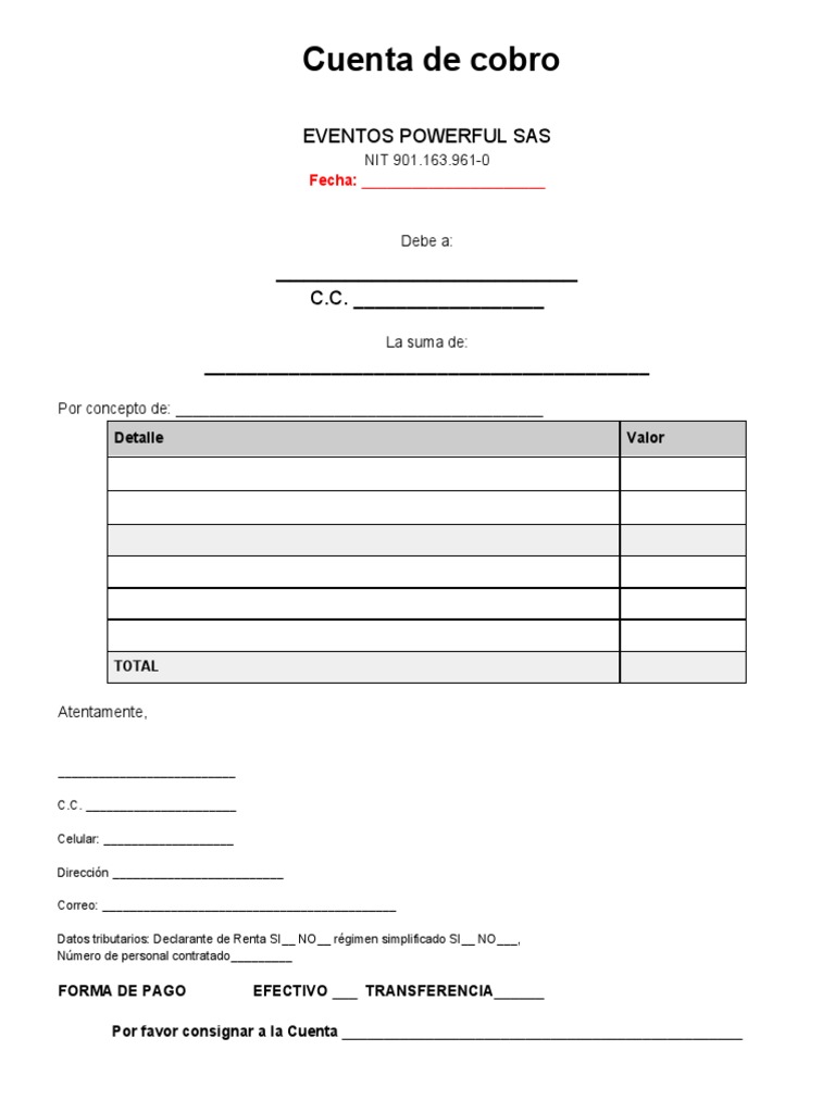 Formato Cuenta de Cobro | PDF