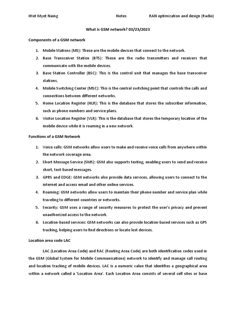 Basic Gsm Notes Pdf Computer Network Cellular Network