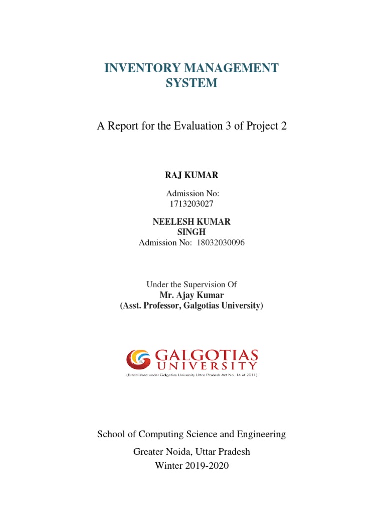 Inventory Management System: A Report For The Evaluation 3 of Project 2 | PDF | Inventory ...