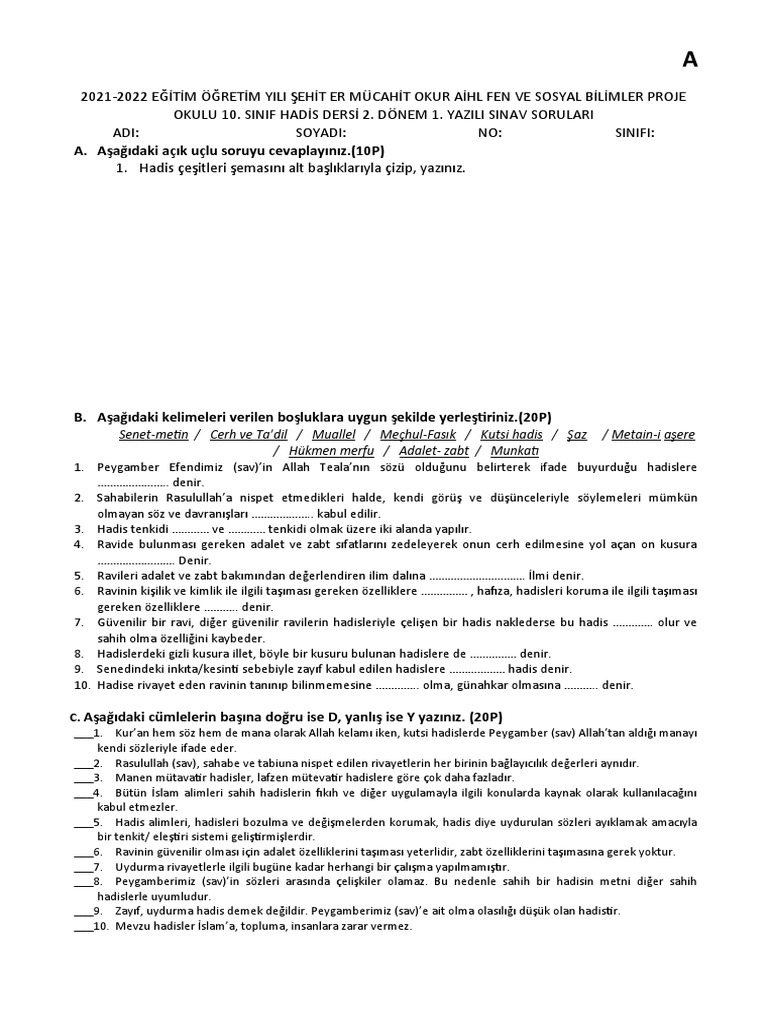 MHTP - 2021-22 Hadis 2. DNM 1. SNV | PDF