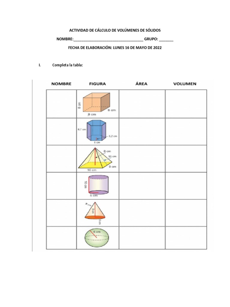 Volúmenes de Sólidos | PDF