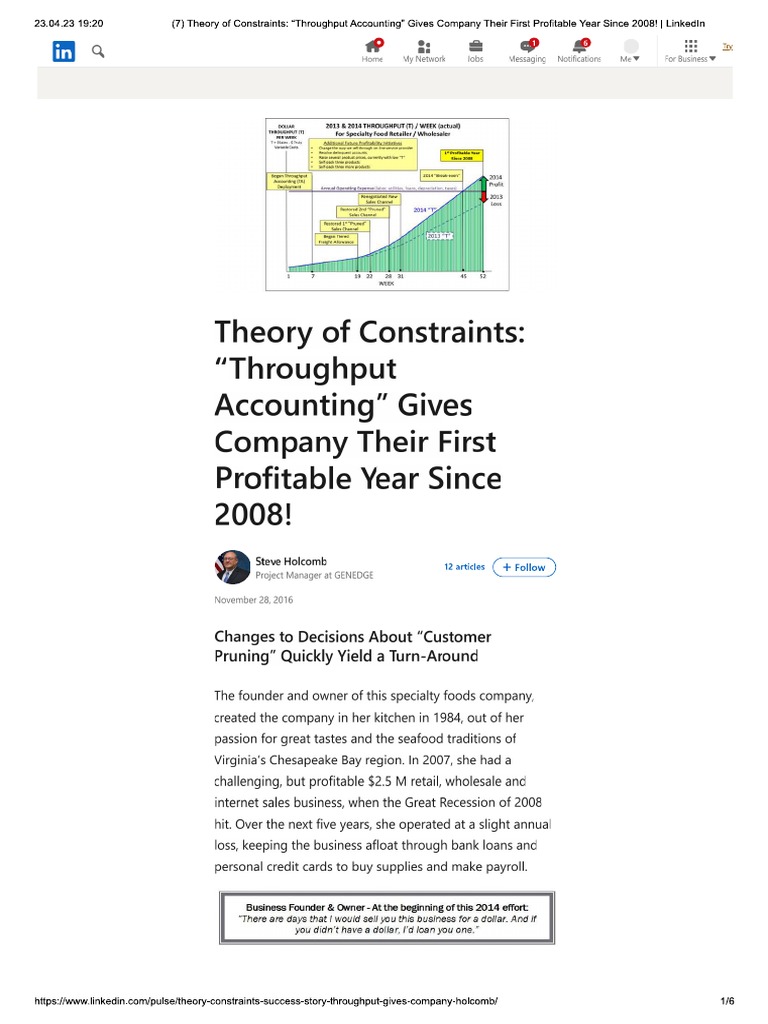 Theory of Constraints - Throughput Accounting (TA) | PDF