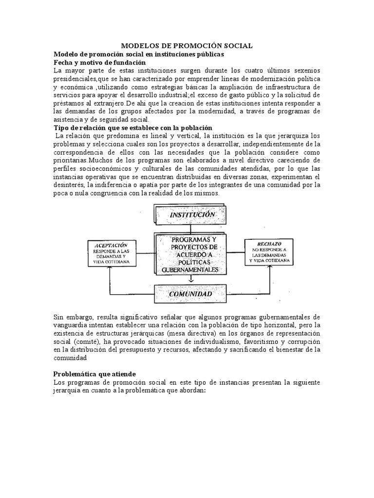 Info. Modelos de Promoción Social | PDF | Trabajo Social | Institución