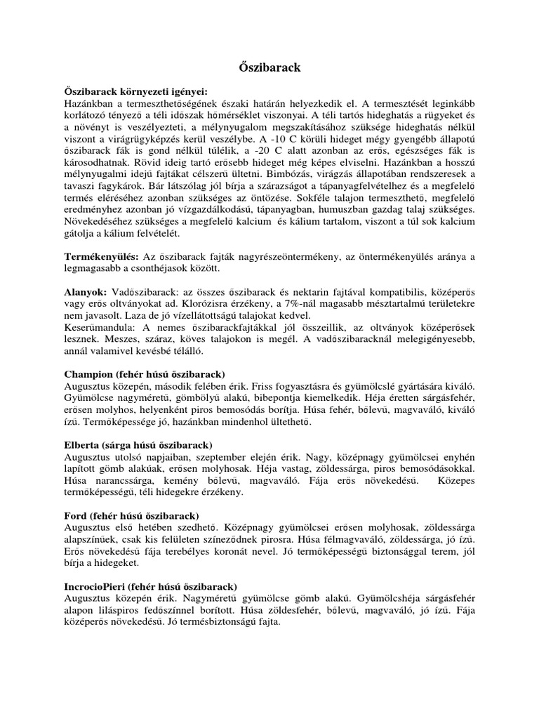 Oszibarack Fajtak | PDF