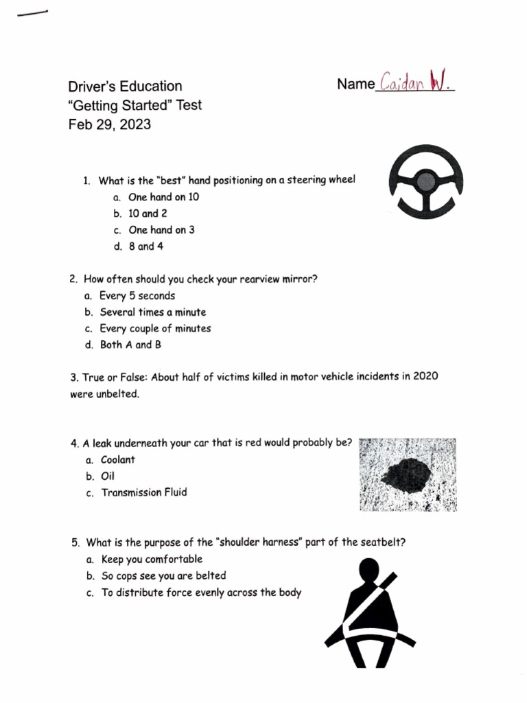 Unit 2 Driver's Ed Test Overview | PDF | Seat Belt | Automotive ...