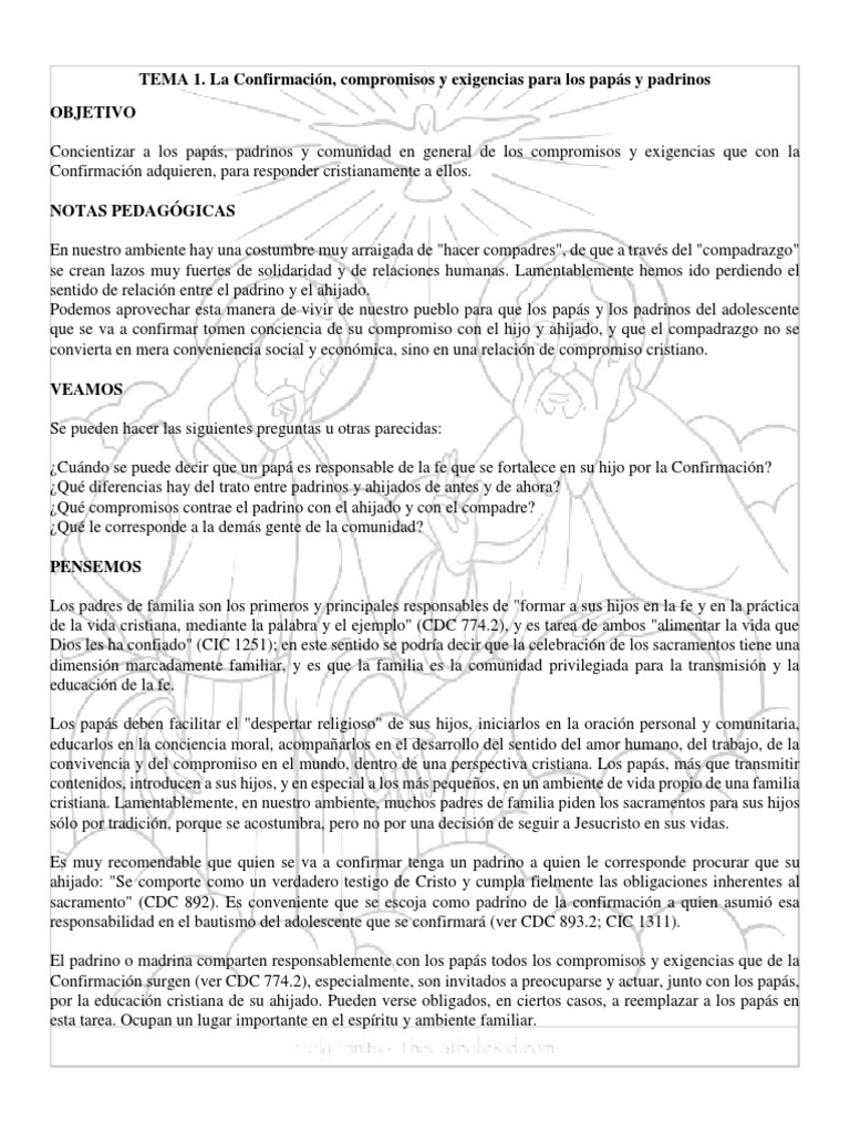 Tema 1 Retiro de Confirmación para Padres y Padrinos | PDF | Padrino ...