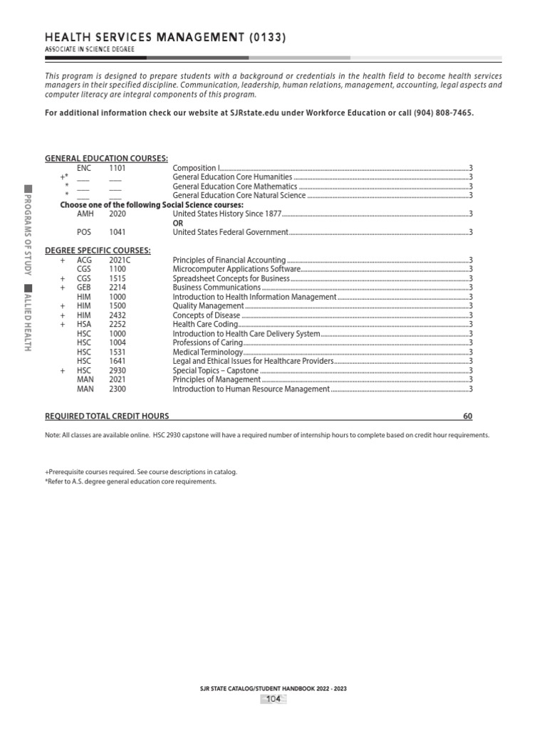 Preparing Future Health Services Managers: An Associate in Science ...