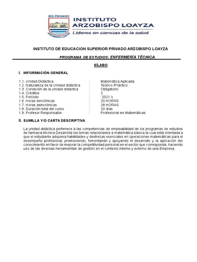 2 Ciclo MATEMATICA APLICADA | PDF