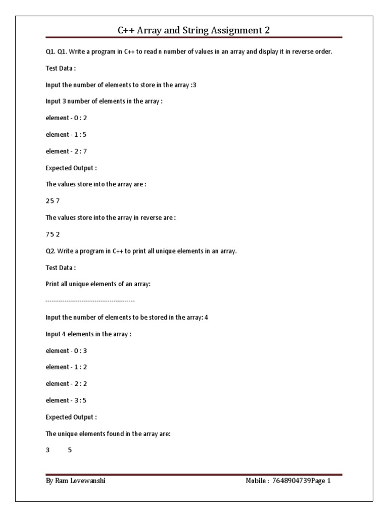 C++ Array and String Assignment 2 | PDF