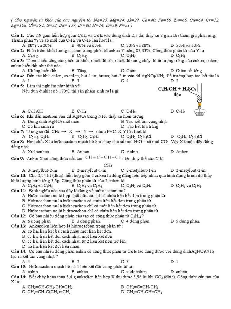 30 Câu Ankan Anken Ankin | PDF