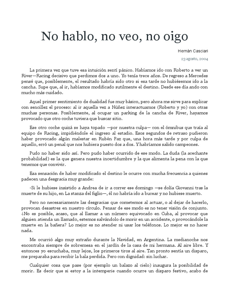 No Hablo, No Veo, No Oigo: Hernán Casciari | PDF | Libros para adolescentes
