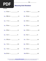 Measurement Units Worksheet | PDF