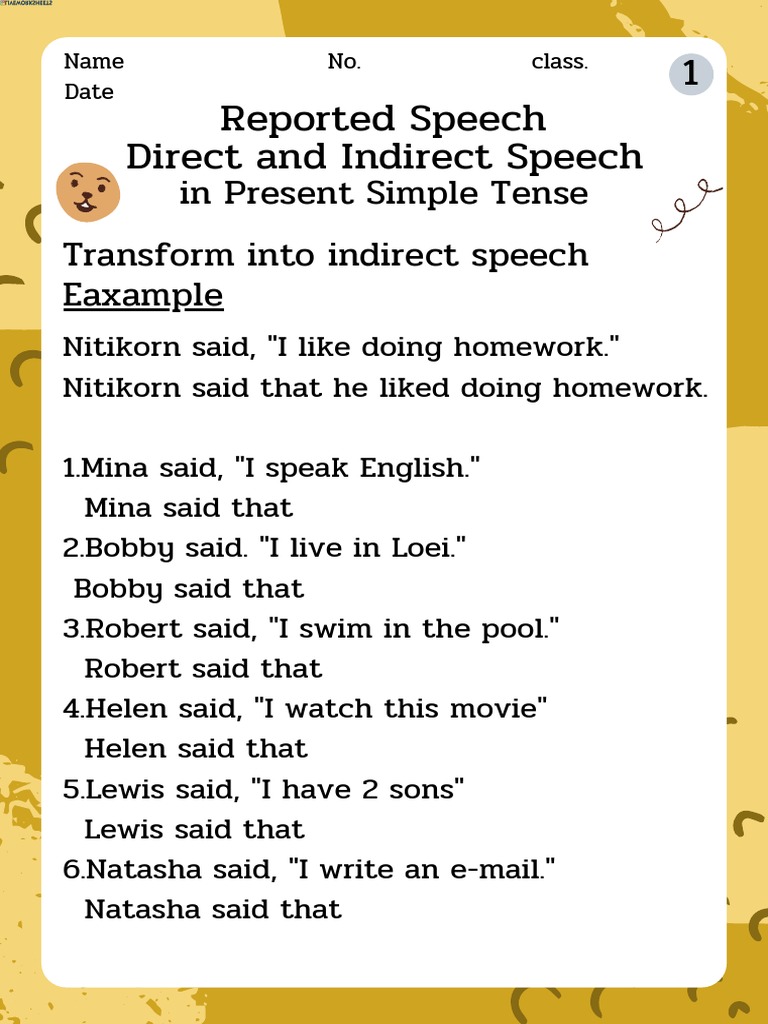 Reported Speech Exercise | PDF | Language Arts & Discipline