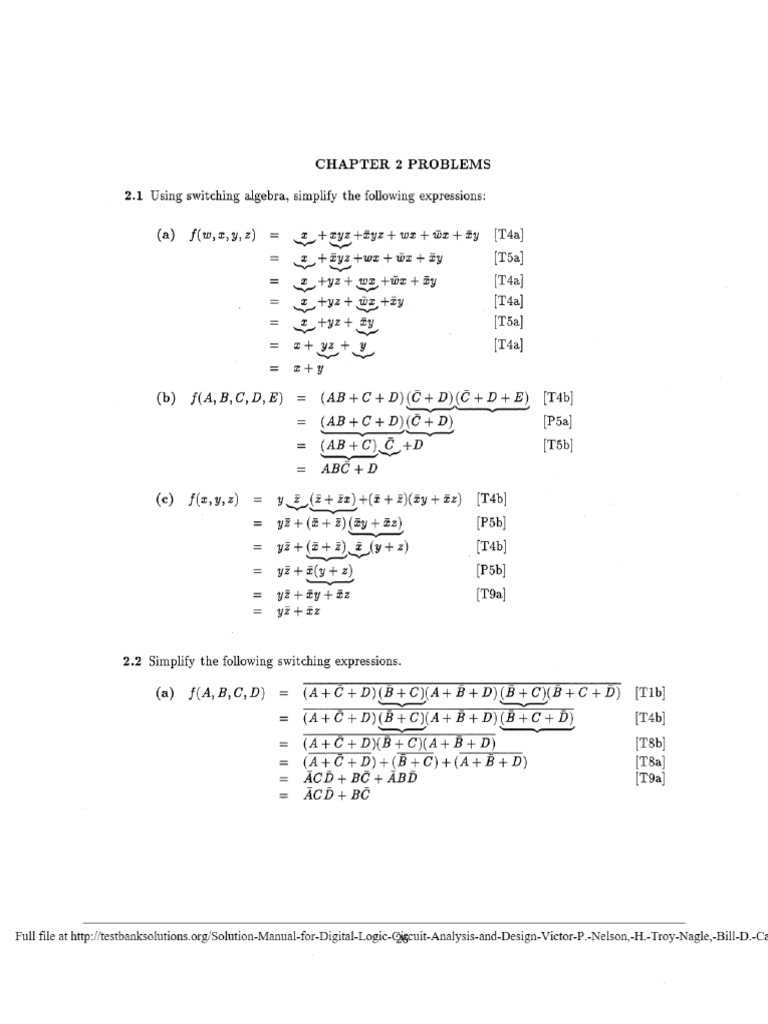 Solution Manual For Digital Logic Circuit Analysis and Design Victor P ...