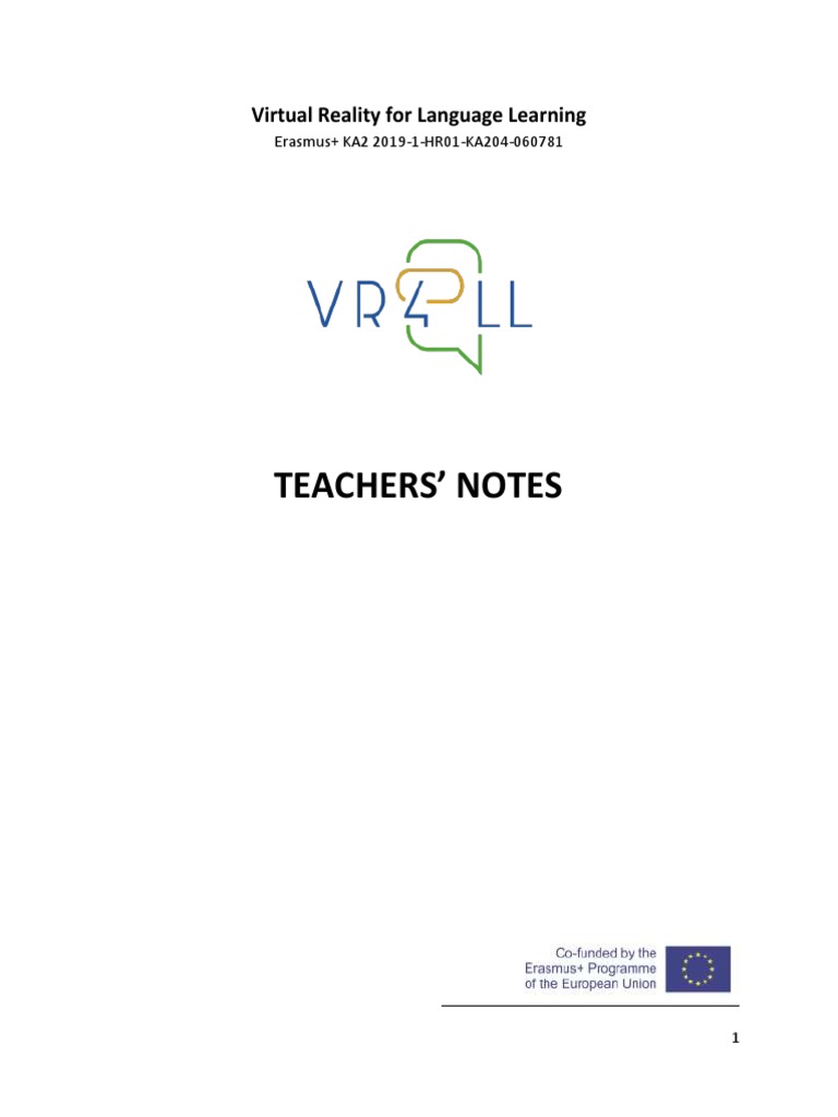 Teachers' Notes: Virtual Reality For Language Learning | PDF | Virtual ...