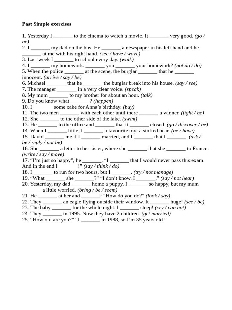 Past Simple Exercises for Practice | PDF