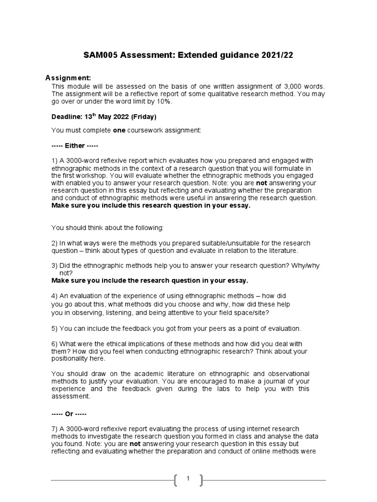 SAM005 Assessment Extended Guidance | PDF