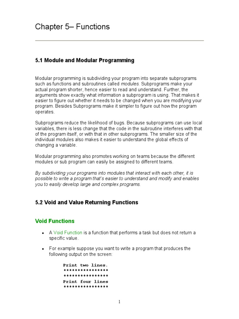 Ch5 Functions Pdf Scope Computer Science Parameter Computer Programming