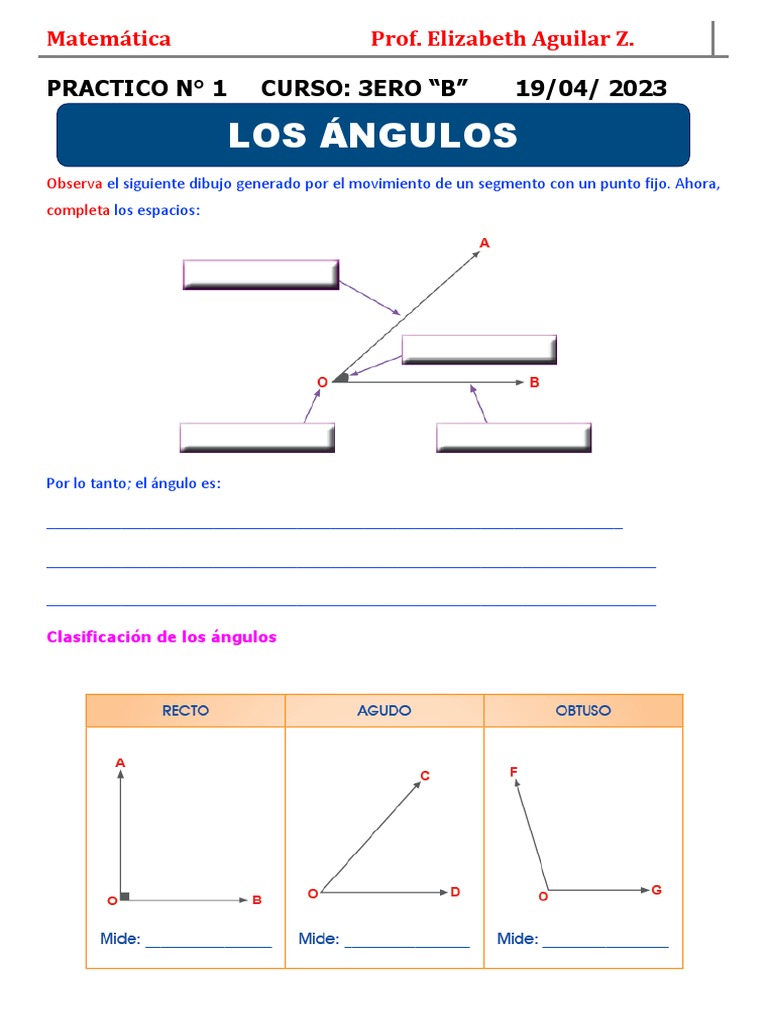 Los Ángulos para Tercer Grado de Primaria | PDF