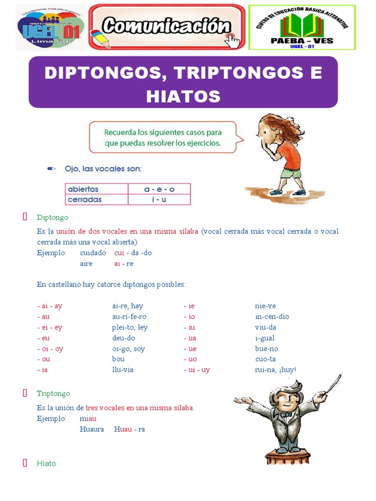 Diptongos, Triptongos e Hiatos | PDF | Lingüística | Voz humana