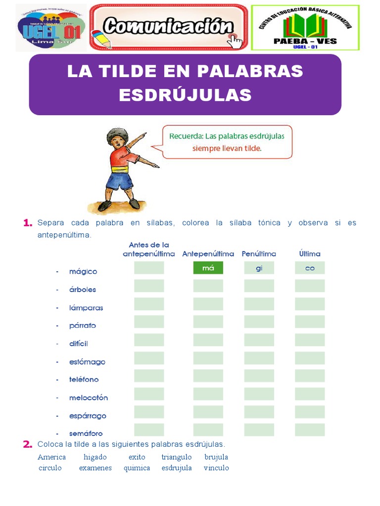 Actividades con Palabras Esdrújulas | PDF