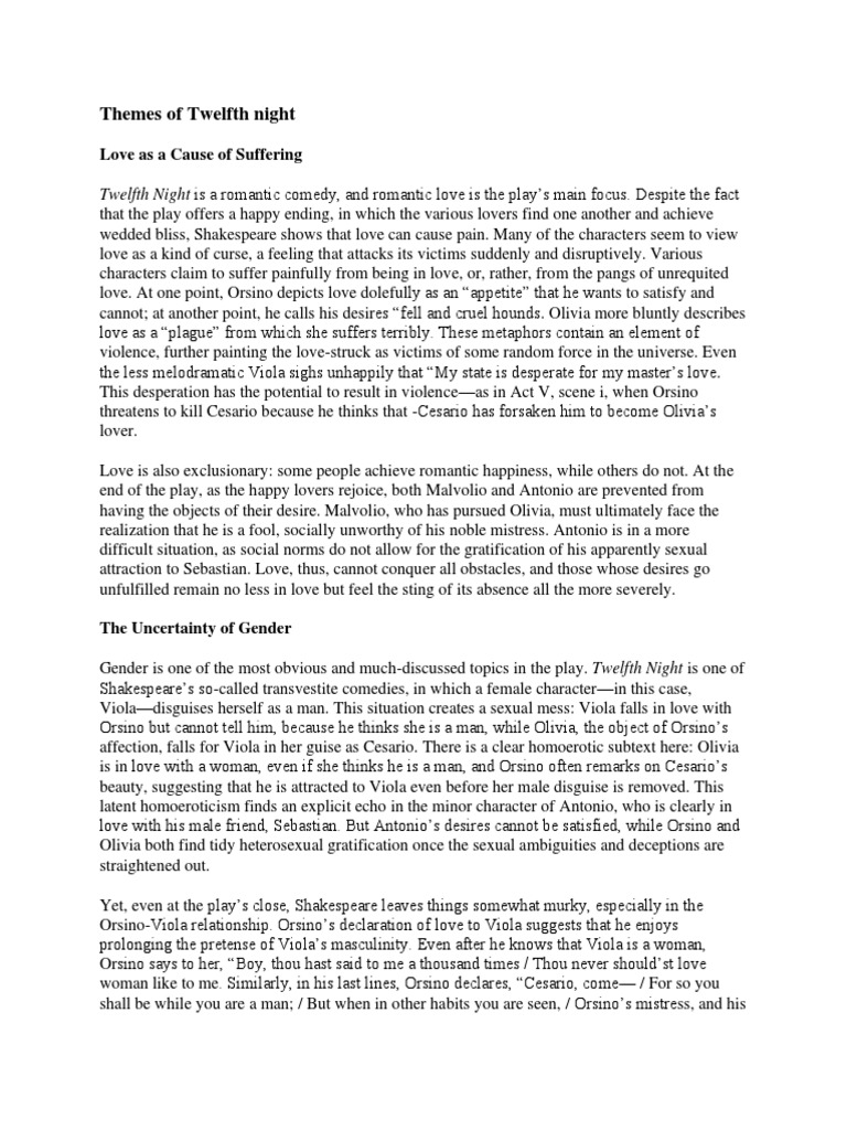 Themes of Twelfth Night | Download Free PDF | Twelfth Night