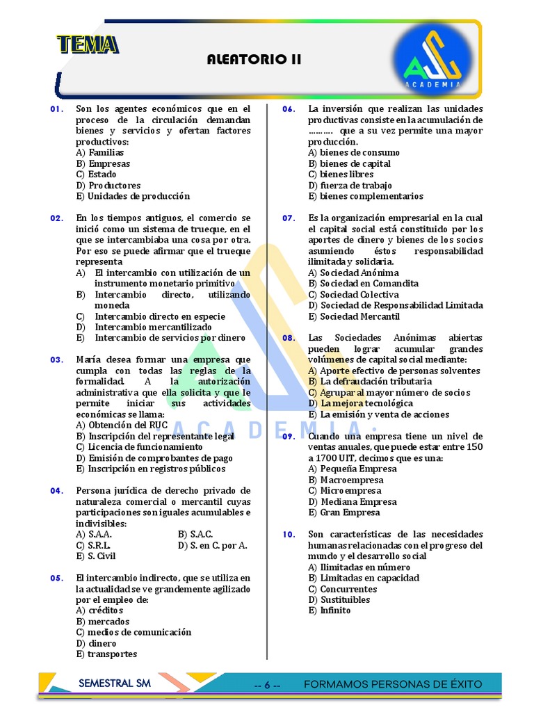 19.-ECONOMÍA-SM SEMESTRAL--TEMA 2 | PDF | Bienes | Comercio